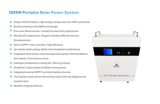 Portable Home Energy Battery Off Grid Charge Controller Inverter 3000w