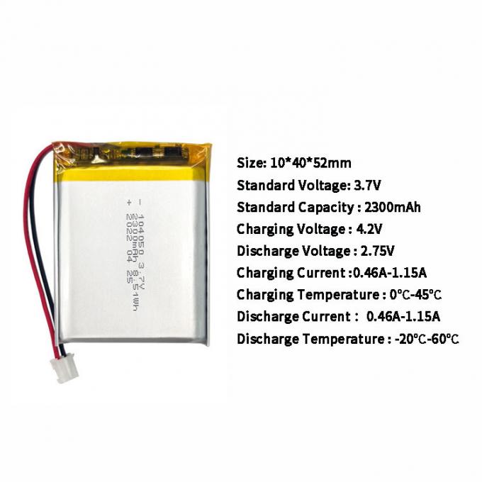 104050 3.7V 2300mAh Small Lipo Battery Rechargeable Lithium Polymer ...