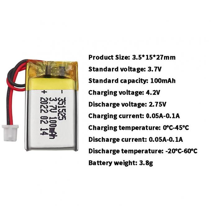 Rechargeable 351525 3.7 V 100mah Lipo Battery Cell Lithium Polymer ...
